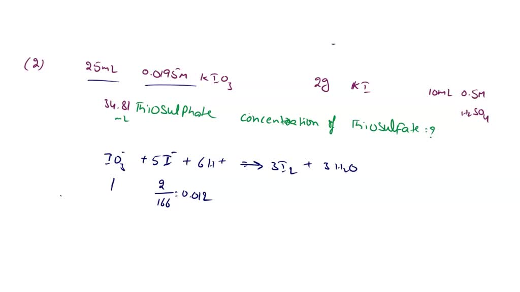 SOLVED: Calculate the concentration of an iodate solution prepared by ...