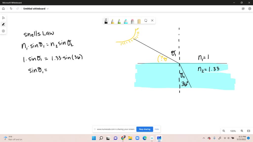 SOLVED: Rays of the Sun are seen to make a 36.0° angle to the vertical ...