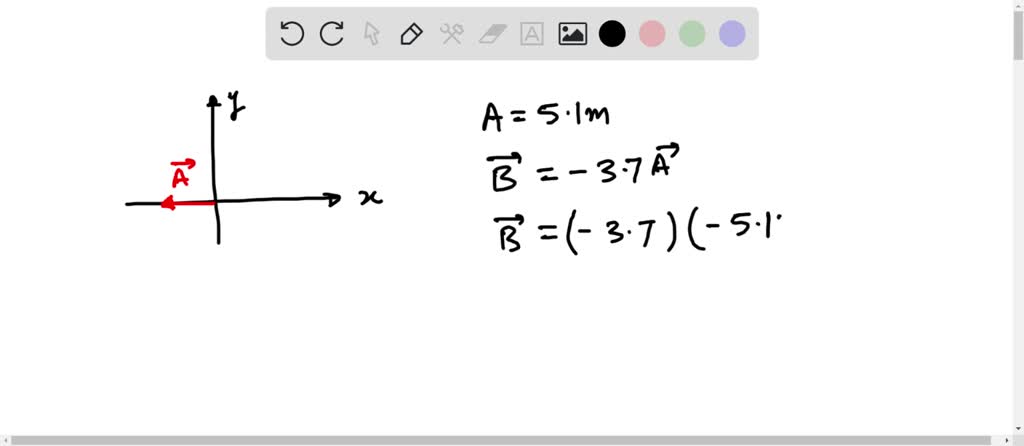 SOLVED: A vector A –> has a length of 5.1 m and points in the negative ...