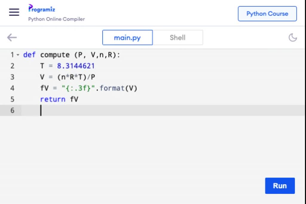 SOLVED: Define a function computegasvolume that returns the volume of a gas given parameters ...