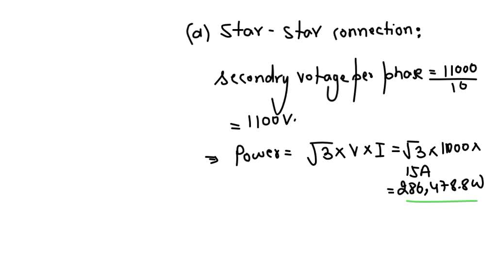 A bank ofthree single phase Transformers is connected to 11000 volt ...