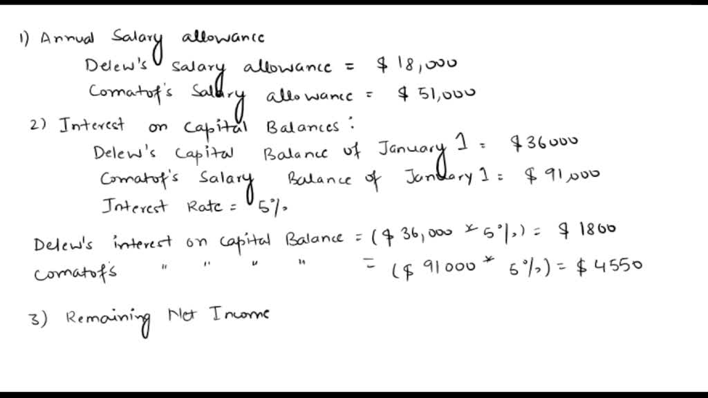 Bruce Delew and Nadia Comatof formed a partnership, dividing income as ...