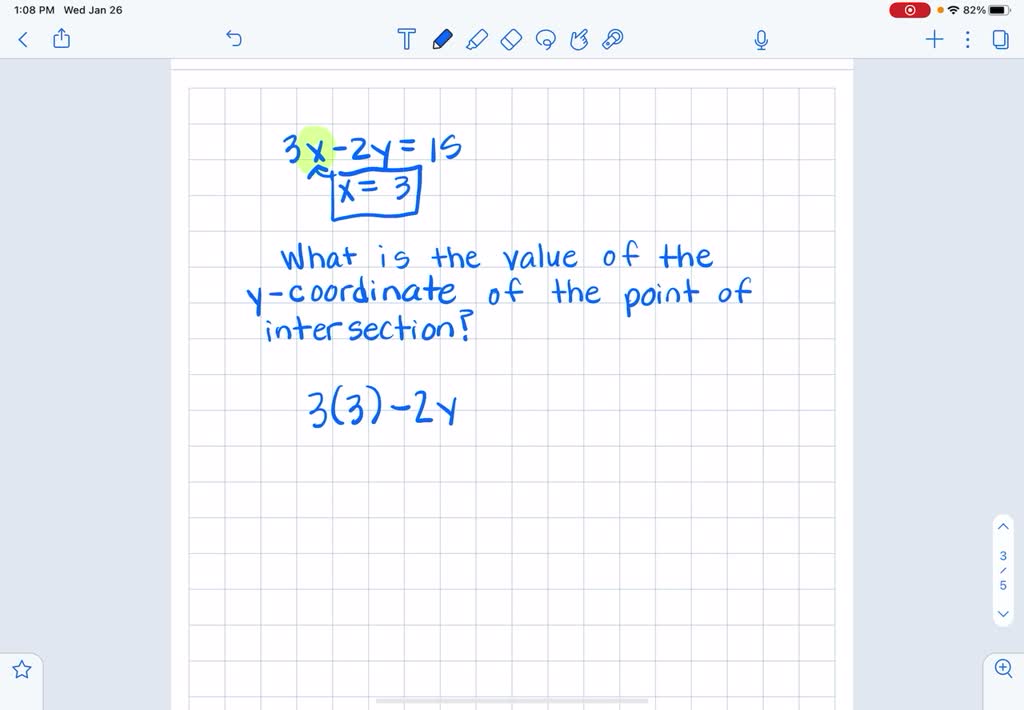 SOLVED: 18. 3x 2y = 15 r= The two lines given by the equations above intersect in the xy-plane ...