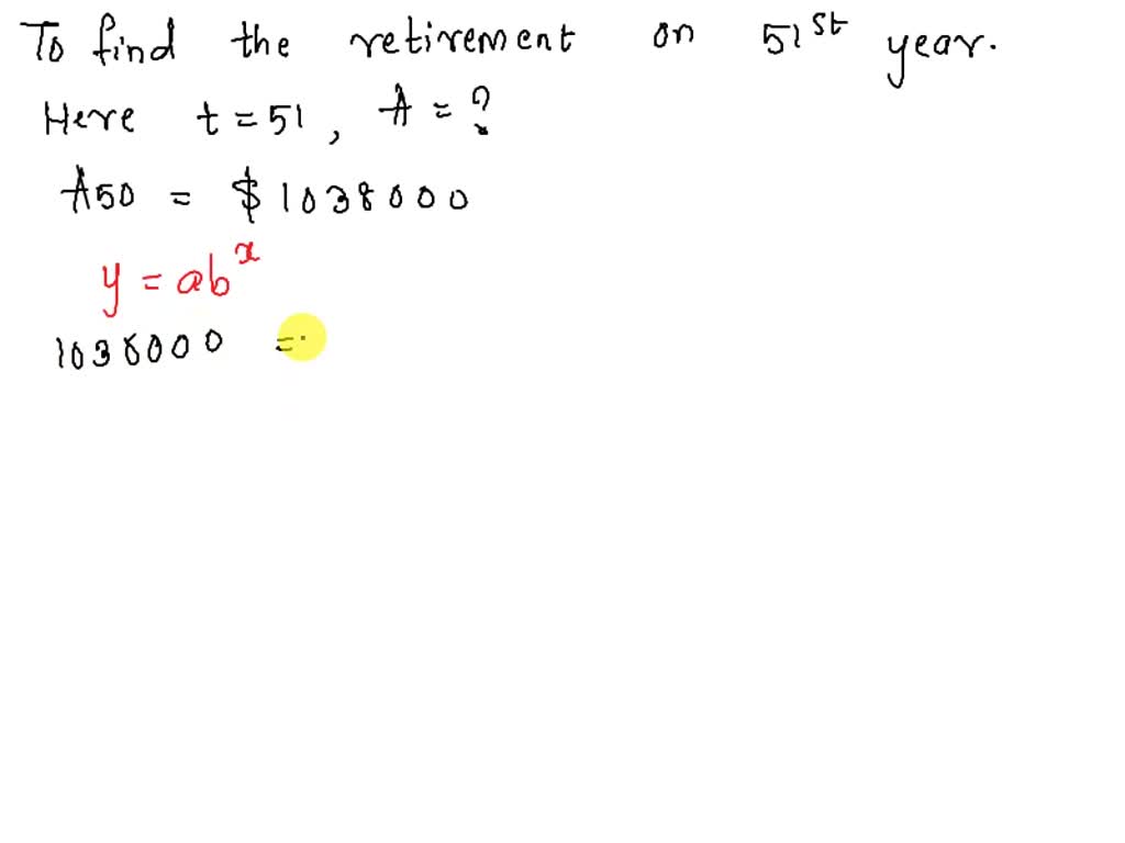 SOLVED: Use the data below to determine the exponential regression for the value of retirement ...