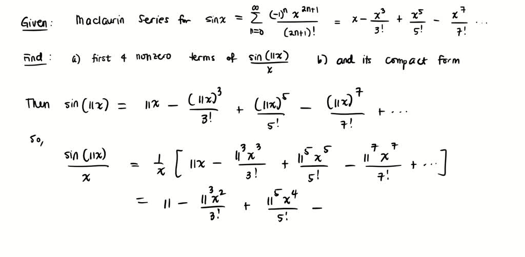 SOLVED: Problem 4. Derive the Taylor Series expansions for er sin(z ...