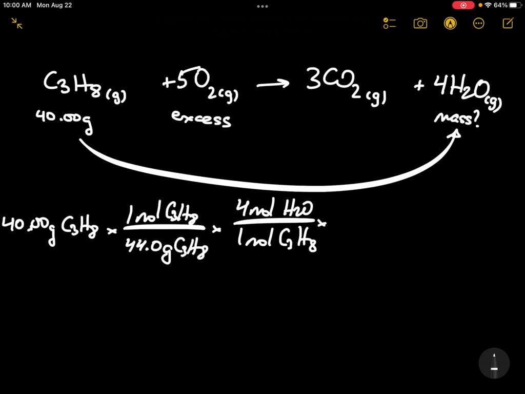 SOLVED: In the combustion reaction between propane C3H8 and elemental ...
