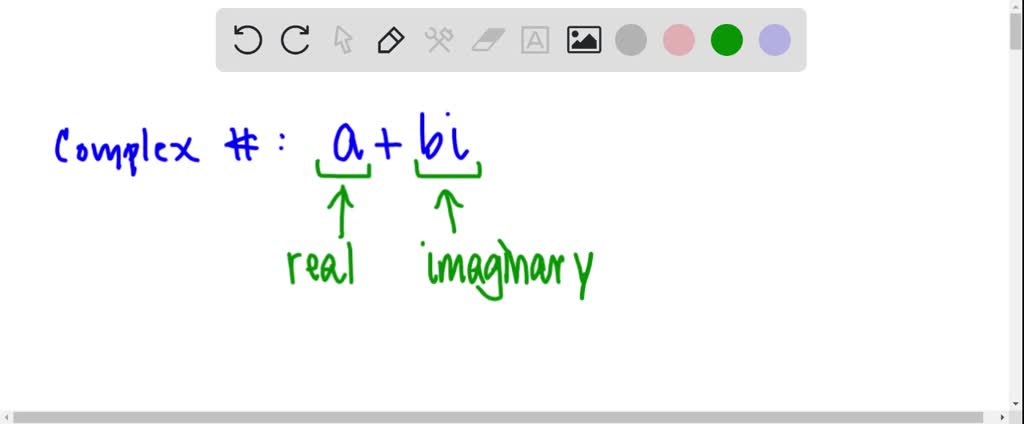 SOLVED: Find the real and imaginary parts of the complex number. 4 + 9i ...