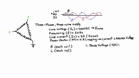 three coils are connected in delta to a three phase three wire 400 v 50 ...