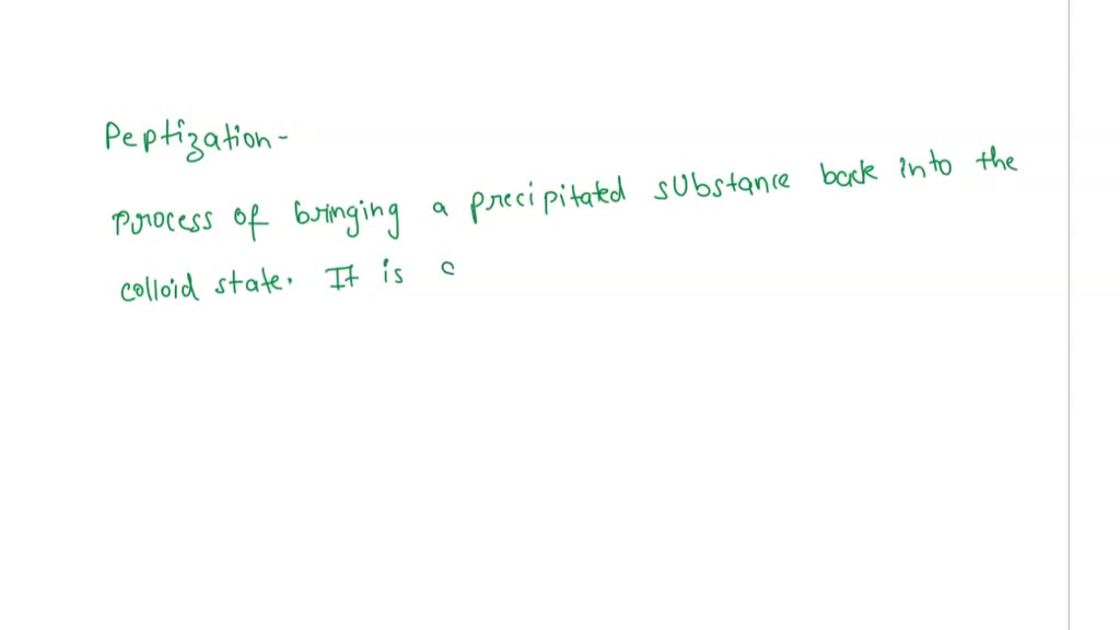 SOLVED: the process by which a coagulated colloid returns to its ...