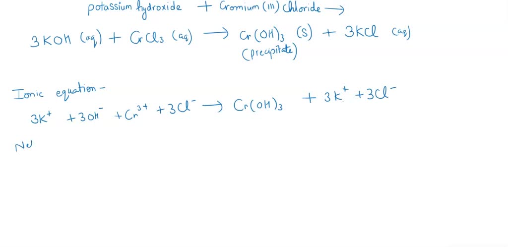 SOLVED: Consider the reaction between aqueous solutions of potassium ...