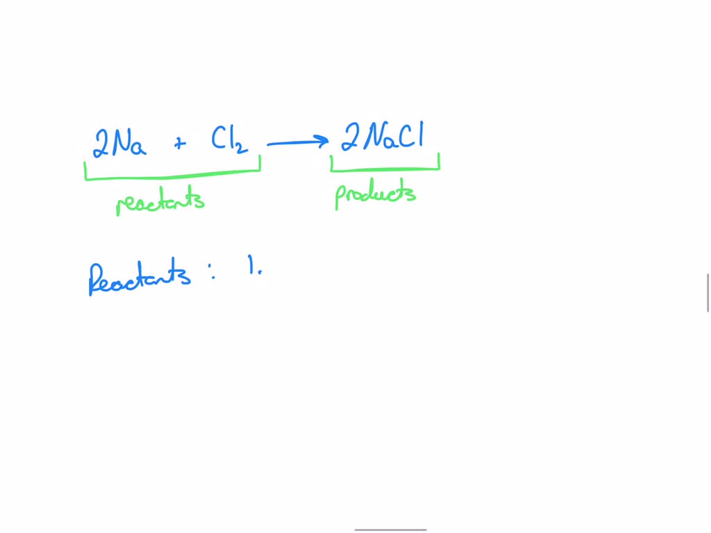 SOLVED: The chemical equation below shows the reaction of sodium (Na) and chlorine (Cl) to form ...