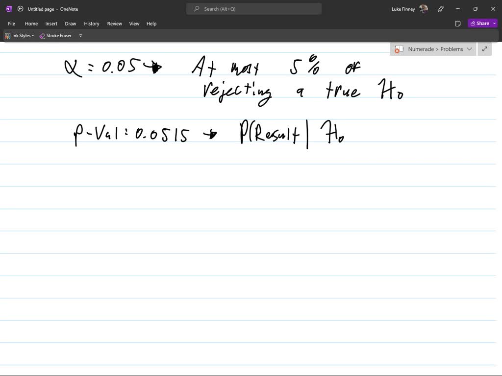 SOLVED: The alpha level of a test is 0.05. The p-value for your test ...