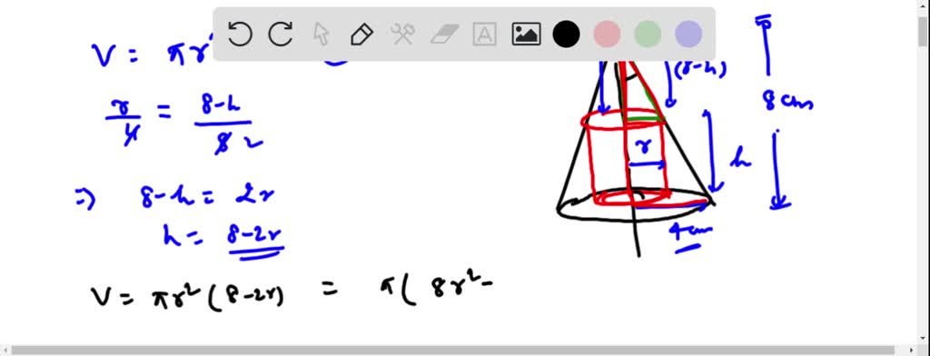 Find the volume of the largest right circular cylinder that can be inscribed in a right circular ...