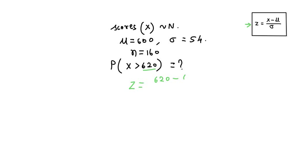 Solved Scores Of Test With Normal Distribution Has Mean Of 600 Standard Deviation 54 Sample