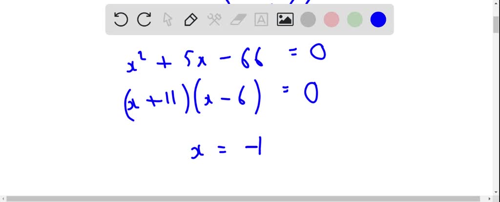 SOLVED: Solve. One number exceeds another by five, and their product is 66 Find the numbers.