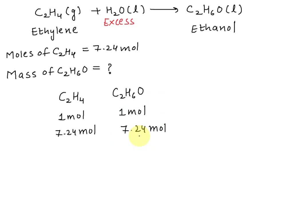 SOLVED: Ethanol is produced industrially by the reaction of ethylene ...
