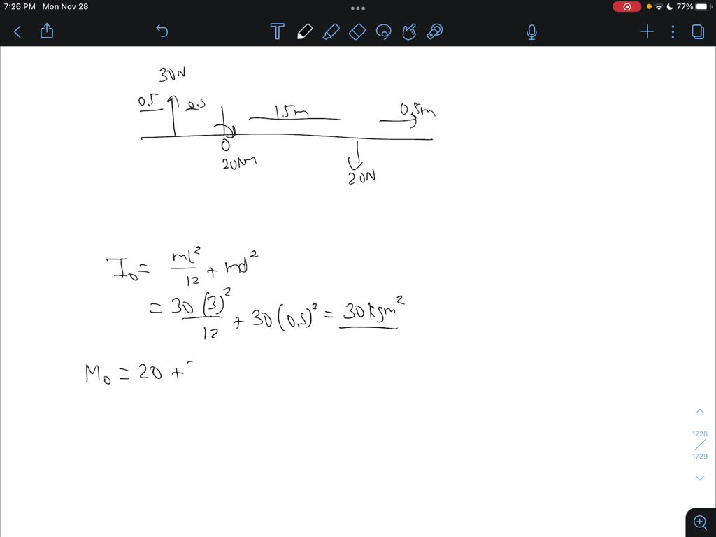 SOLVED: Q5 If the uniform 30-kg slender rod starts from rest at the position shown, determine ...