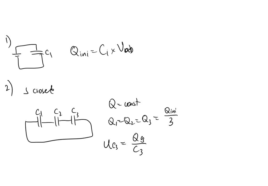 SOLVED: In the circuit shown in the figure below, C1=7 μ F, C2=1 μ F, C3=6.9 μ F, and a voltage ...