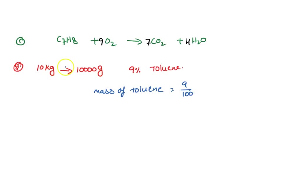 SOLVED: Toluene (C7H8) is an organic compound that can be found in some ...