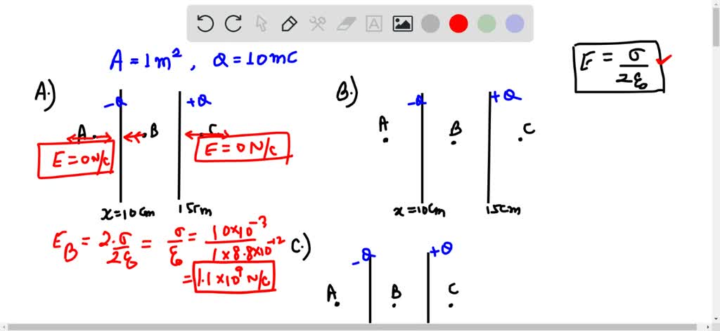 SOLVED: Problem I: Charged Sheets Two large parallel sheets of charge ...