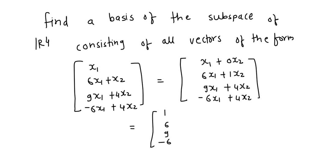 SOLVED: point) Find a basis of the subspace of R: consisting of all ...