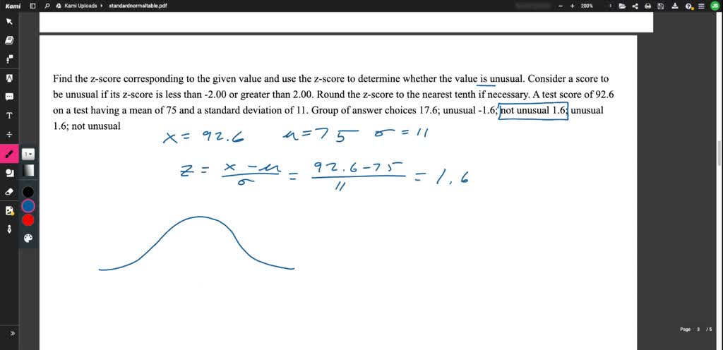 SOLVED: Find the z-score corresponding to the given value anduse the z-score to determine ...