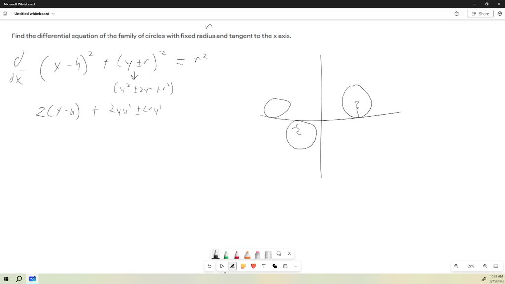 SOLVED: Find the differential equation of the family of circles with ...