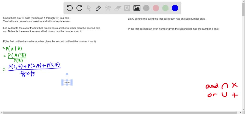 SOLVED: A box contains 18 balls numbered 1 through 18. Two balls are drawn in succession without ...