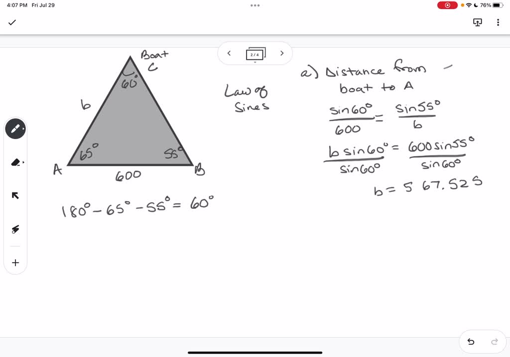 SOLVED: To determine how far a boat is from the shore, two radar ...