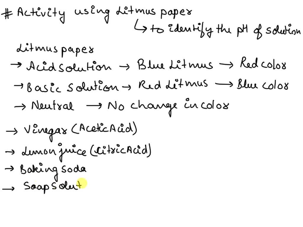 SOLVED: describe an activity to demonstrate identification of acid ...