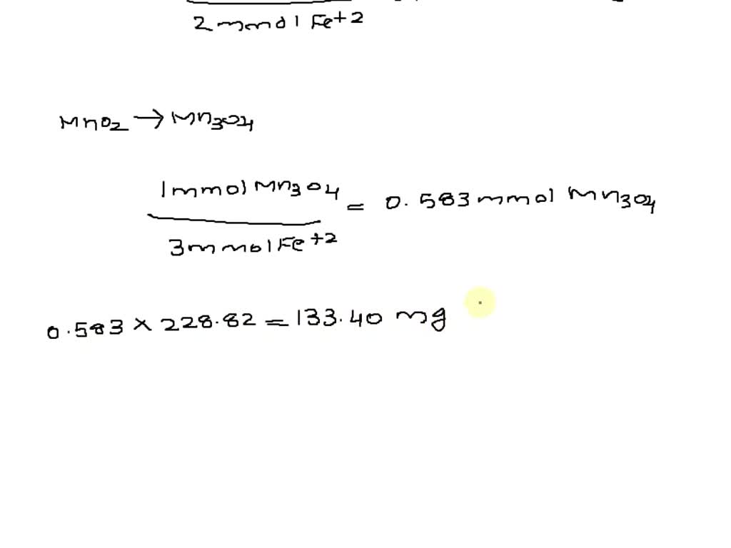 SOLVED: 1. A 0.2 g sample of pyrolusite is analyzed for manganese content as follows. Add 50.0 ...