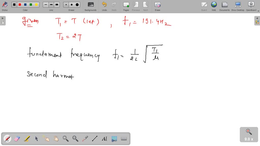 SOLVED: A string held under tension between two fixed points produces a fundamental frequency of ...
