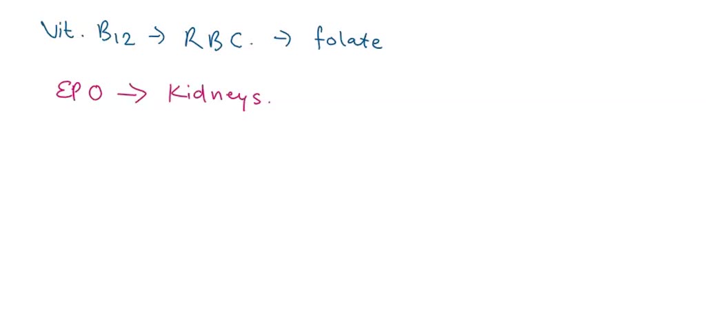 SOLVED: Briefly explain the function of the following in erythropoiesis: Vitamin B12 ...