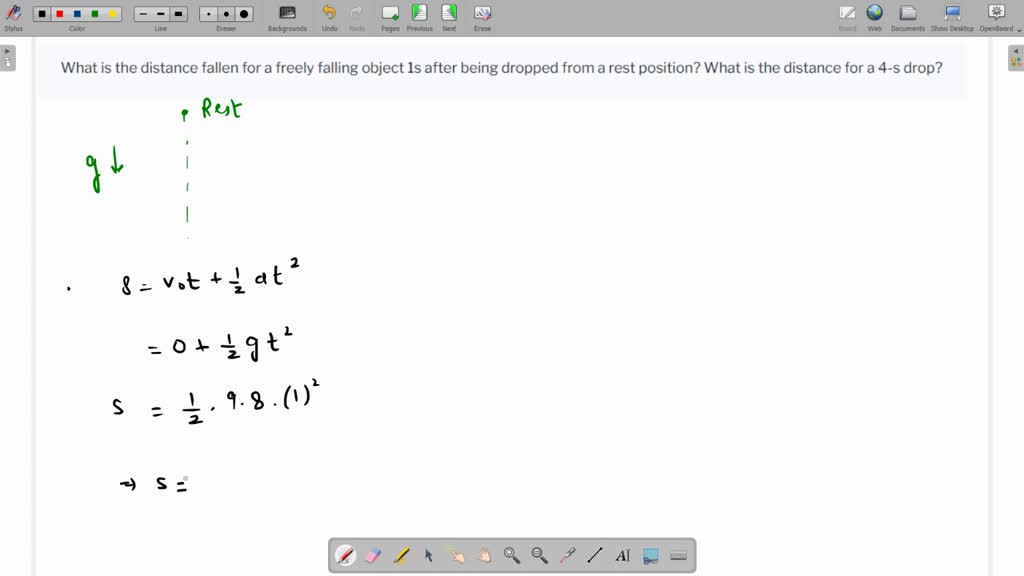 SOLVED: What is the distance fallen for a freely falling object 1s ...