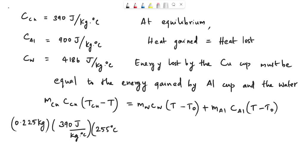 SOLVED: The value of specific heat for copper is 390 J/kgâ‹…C, for ...