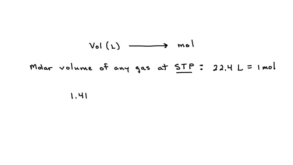 SOLVED: Use the molar volume to calculate each of the following at STP ...