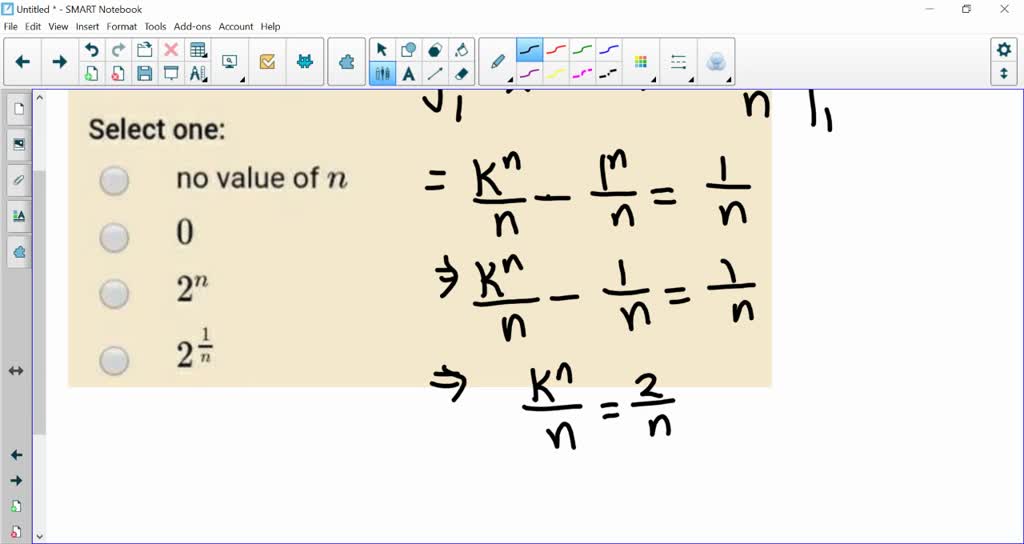 SOLVED: If n is a known positive integer; for what value of k is f(k) = âˆšn dx = 1?