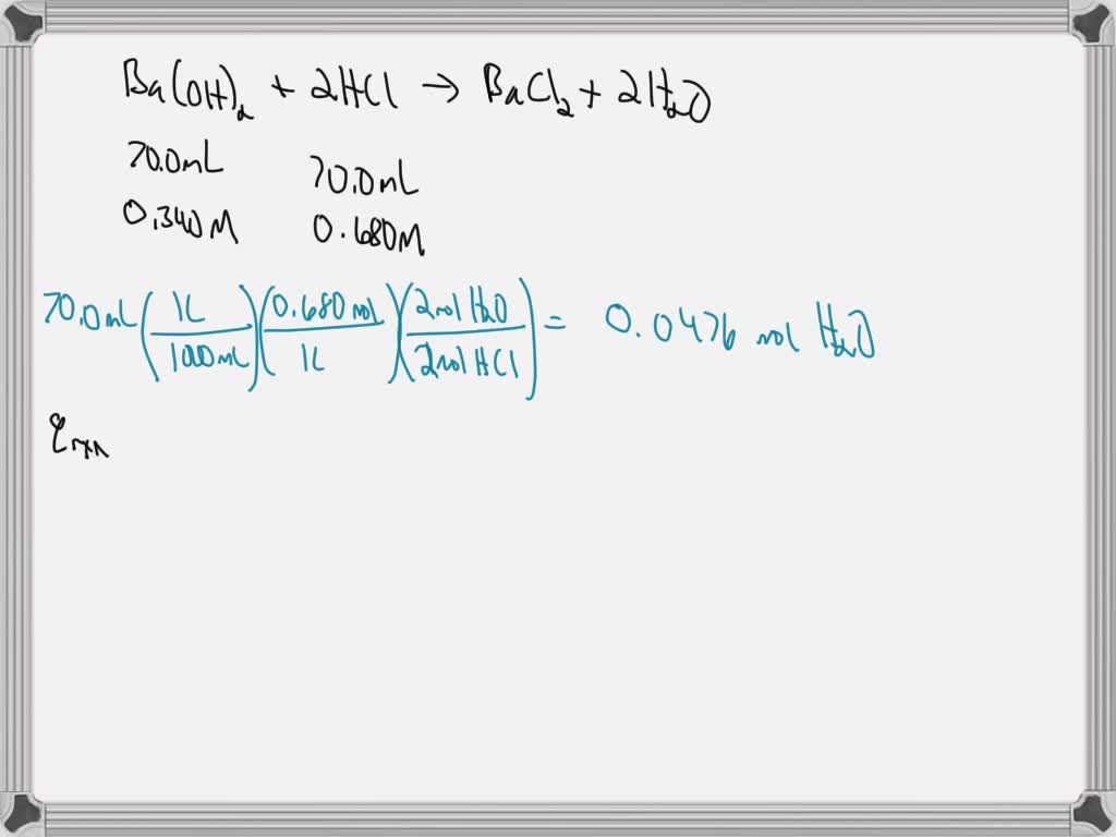 SOLVED: In a constant-pressure calorimeter, 70.0 mL of 0.330 M Ba(OH)2 was added to 70.0 mL of 0 ...