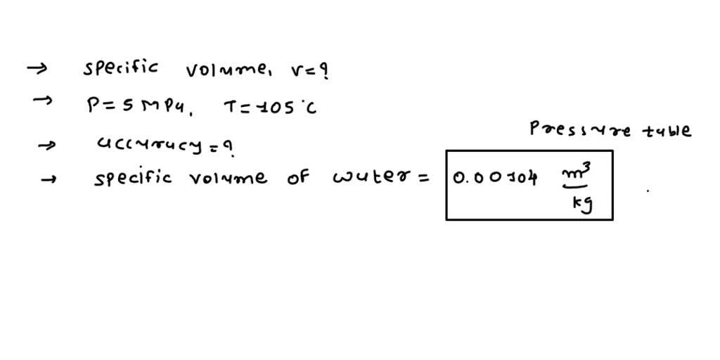 SOLVED: Dear Sir, What is the specific volume of water at 5 MPa and ...