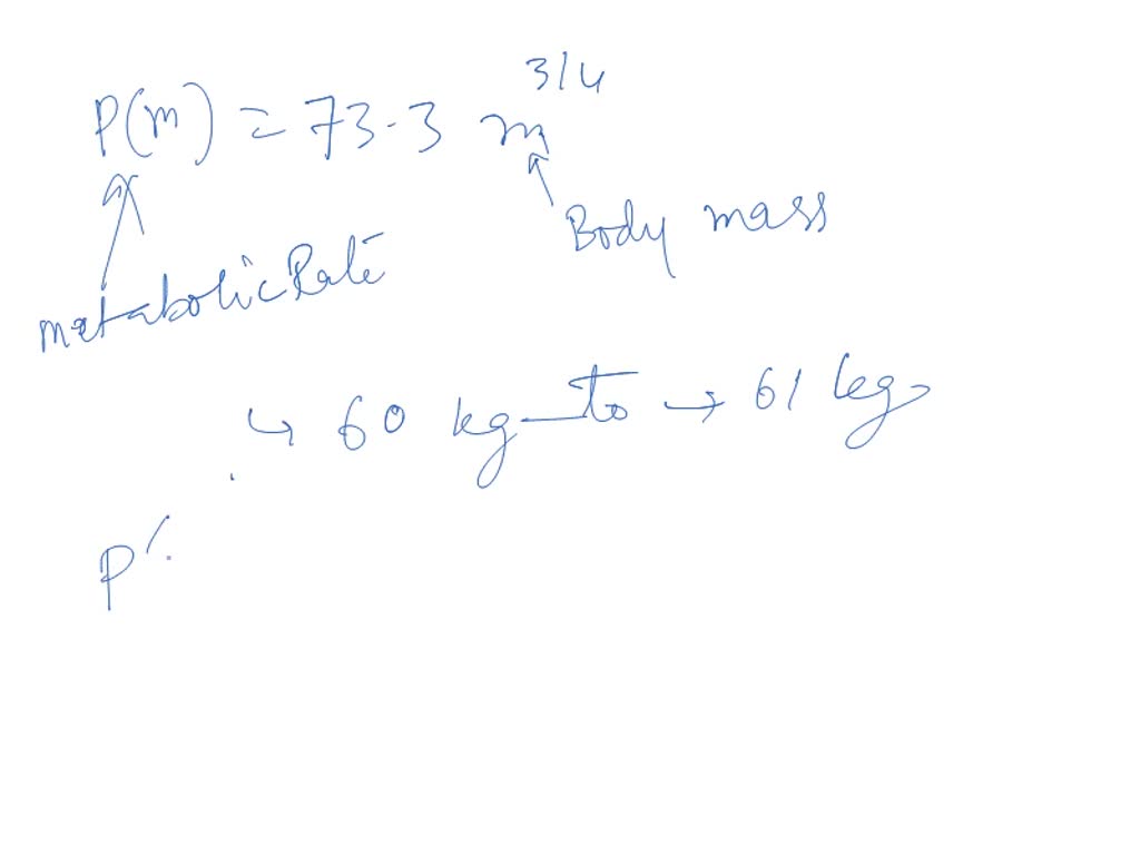 SOLVED: According to Kleiber's Law, the metabolic rate P (in ...
