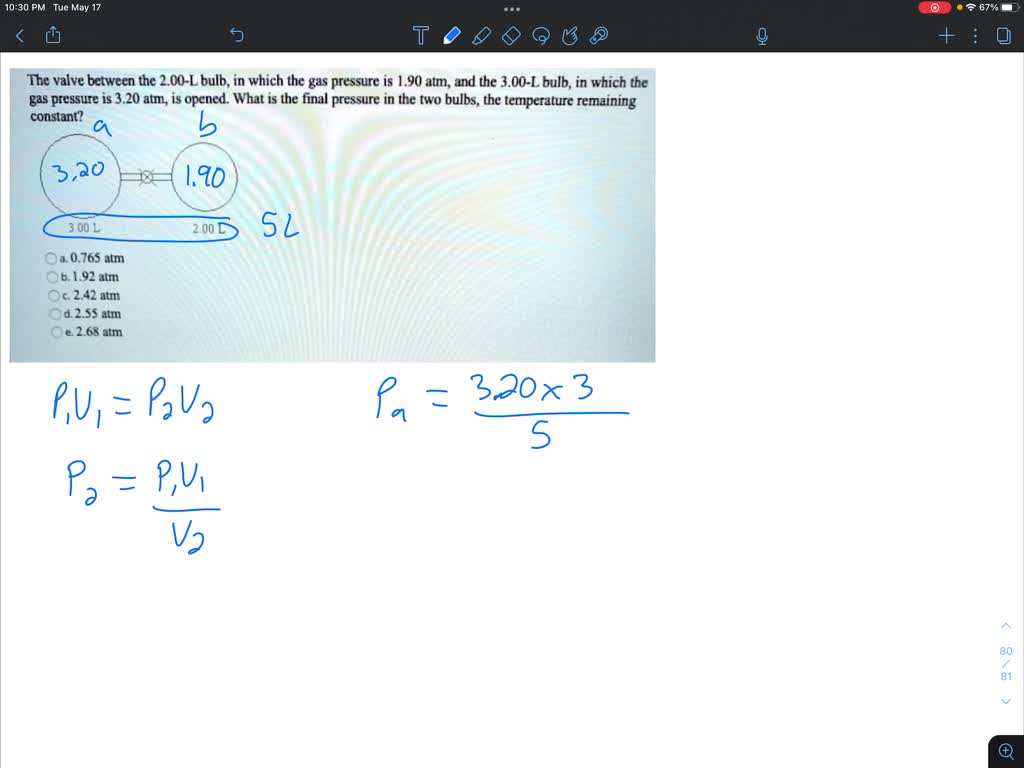 SOLVED: The following apparatus consists of two bulbs connected by ...