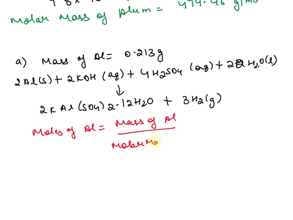 SOLVED: Synthesis of Alum Prelaboratory Assignment Name and Drawer ...