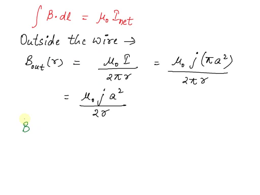 SOLVED: Find the magnetic field a distance r from the center of a long ...