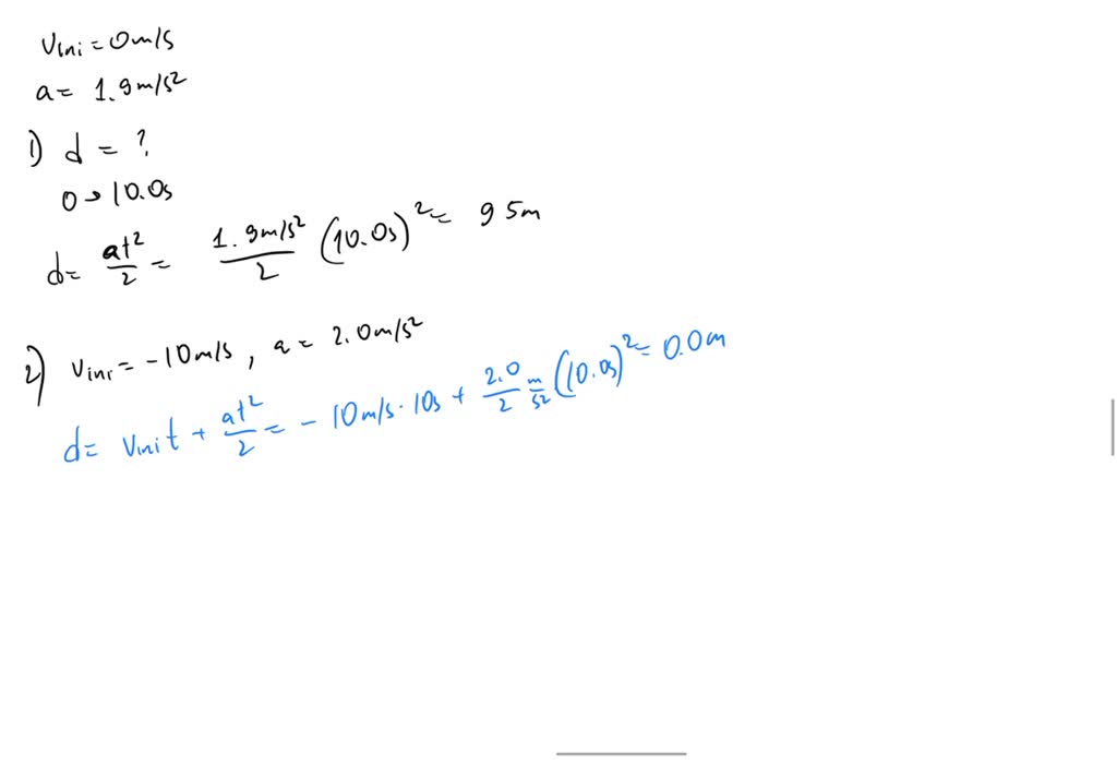 SOLVED: Set the car's initial velocity to zero and set the acceleration ...