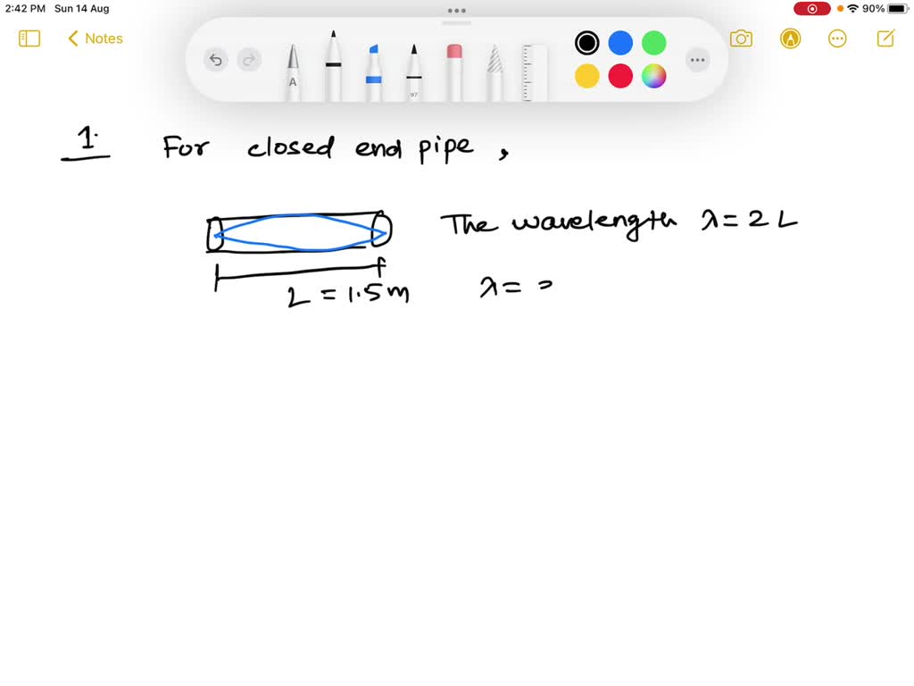 SOLVED: A sound wave resonates in a closed pipe with a length of 1.5 m ...