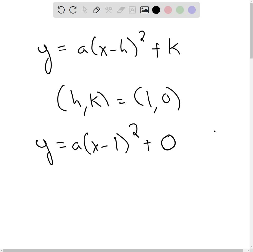 SOLVED: For the following exercises, use the vertex (h, k) and a point on the graph (x, y) to ...