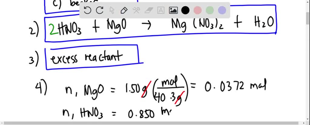 SOLVED: Text: The student reacted nitric acid with magnesium oxide to ...