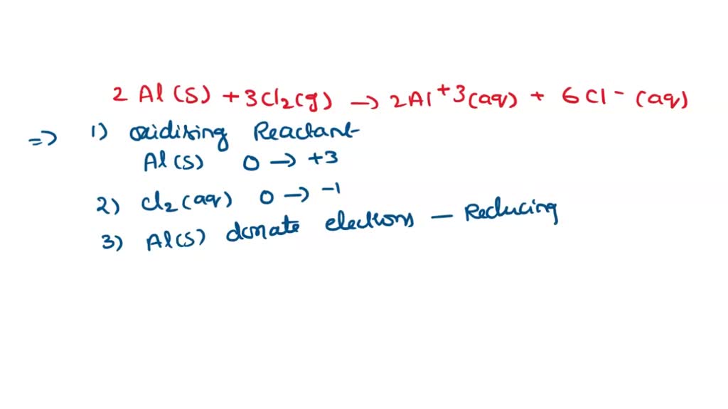Solved Reaction 2al S 3cl2 G â† 2al 3 Aq 6cl Aq 1