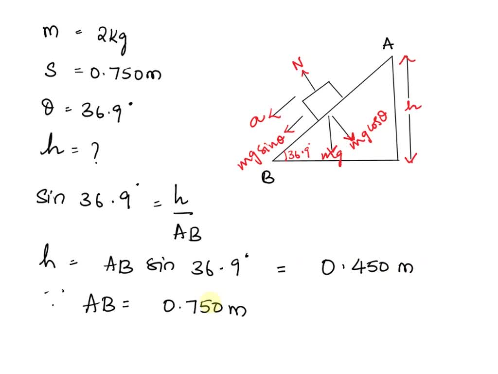 A block of ice with mass 2.00 kg slides 0.750 m down an inclined plane that slopes downward at ...