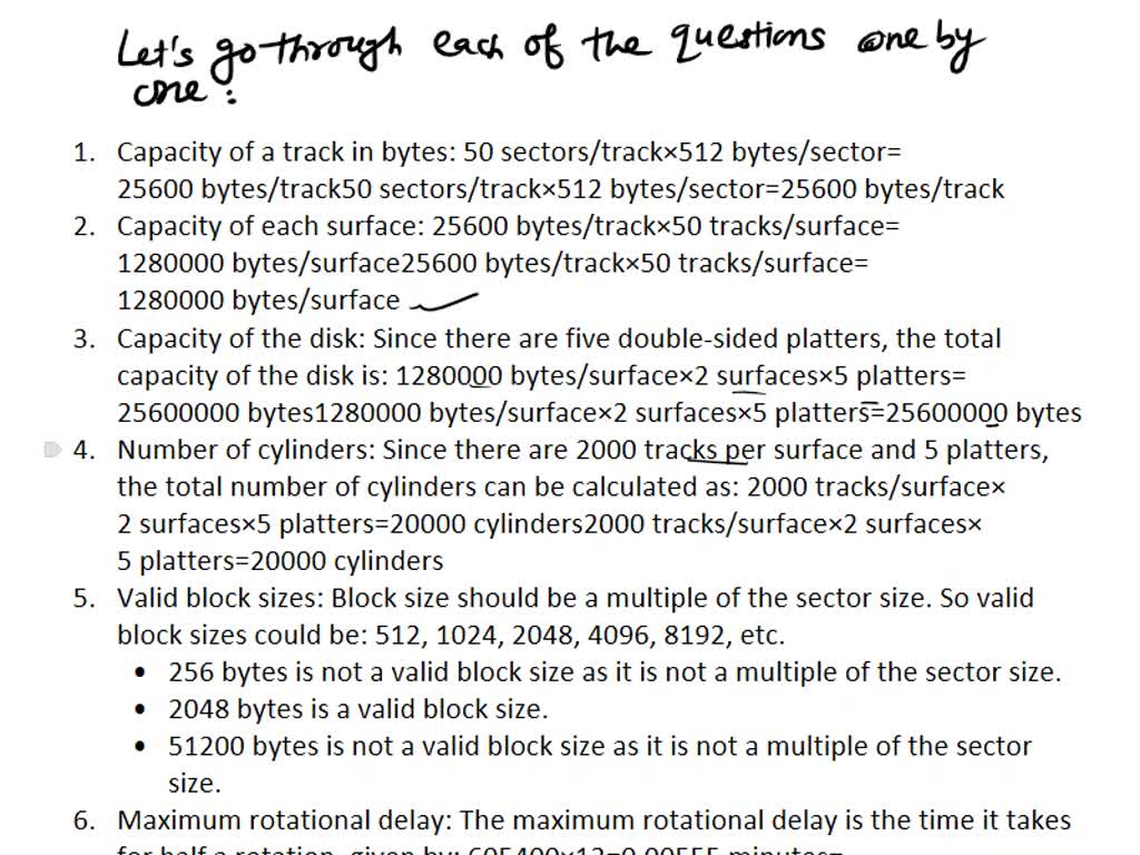 SOLVED: Consider a 6000 RPM (rotations per minute) hard disk drive. If ...